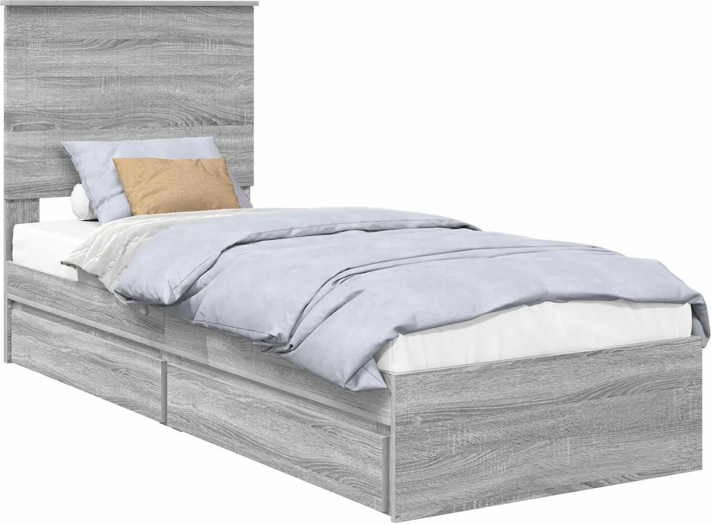 Postel s úložným prostorem se zásuvkou Šedá Sonoma 75 x 190 cm 3411262
