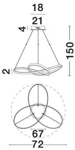 LED lustr Fusion 72 bílé