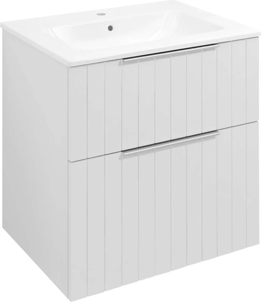 Sapho Cirasa - Umyvadlová skříňka Strip 59x64x46 cm, 2x zásuvka, matná bílá CR601-3131S