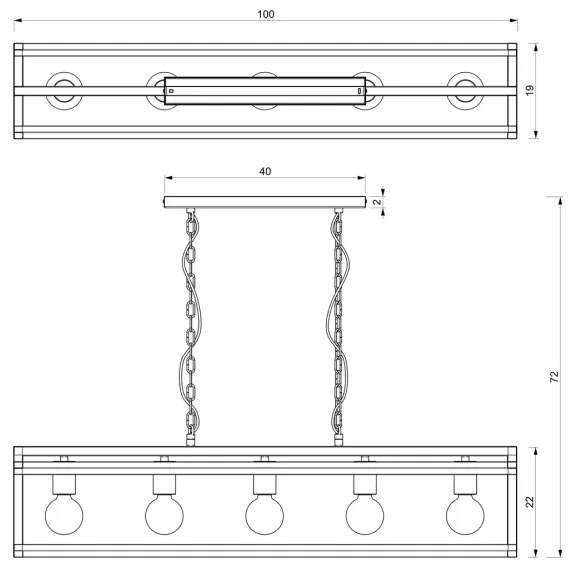 Lustr na řetězu ARNOLD 5xE27/60W/230V černá