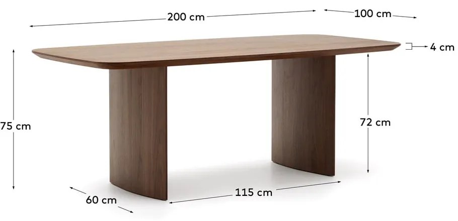 Hnědý jídelní stůl v dekoru ořechu 100x200 cm Litto – Kave Home