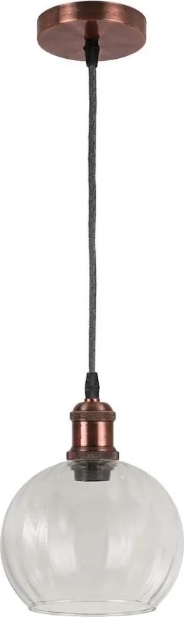 Brilagi - LED Lustr na lanku RETRO GLASS 1xE27/60W/230V pr. 25 cm měděná/čirá