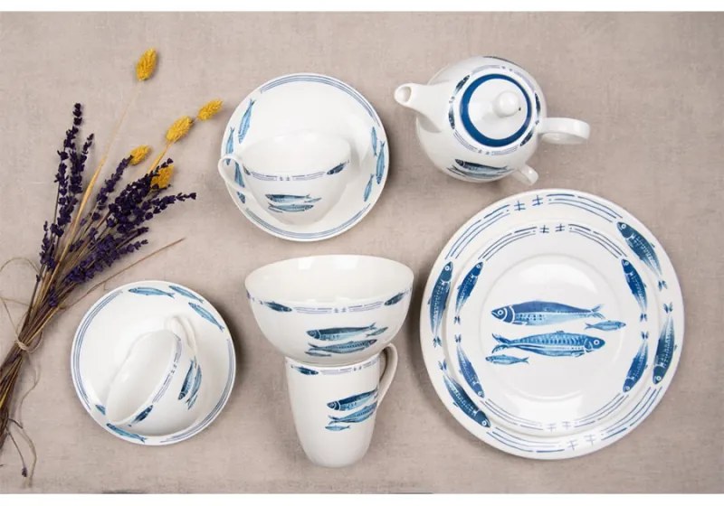 Porcelánová miska na polévku s rybkami Fish Blue – 500 ml