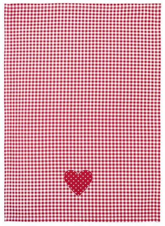 SCANquilt utěrka DEKORO pepito+srdce červenobílá 50 x 70 cm