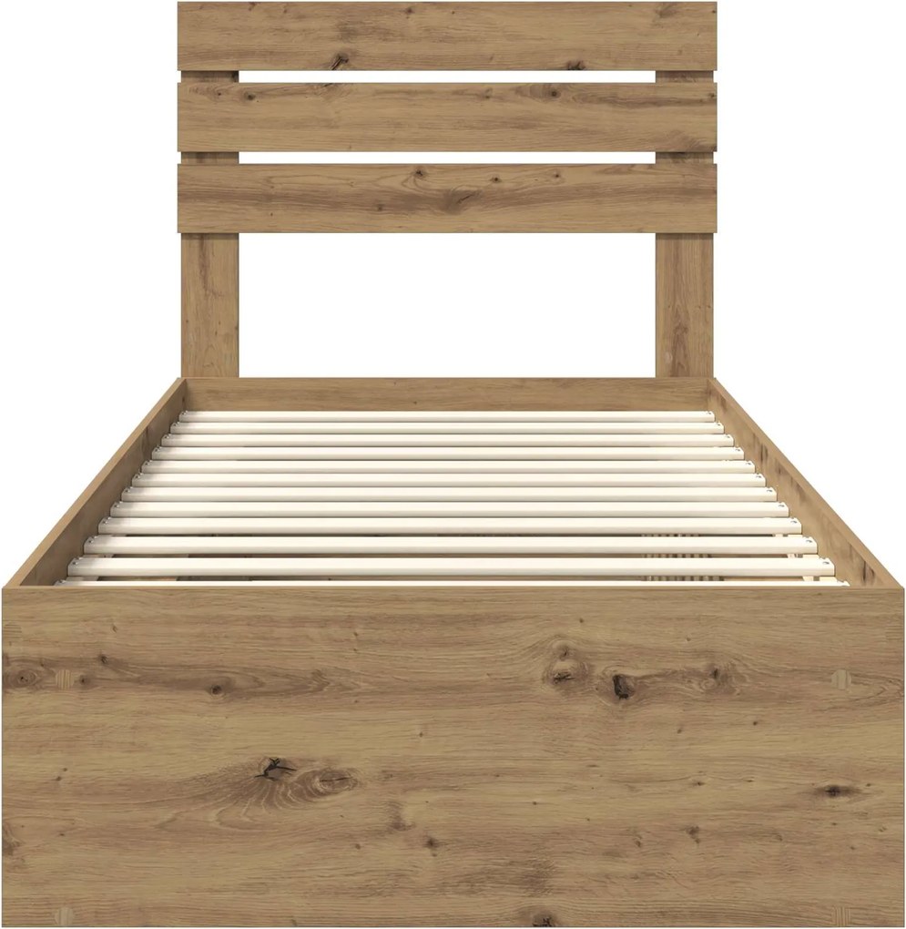 Rám postele Umělecký dub 90 x 190 cm Masivní borové dřevo 3411470