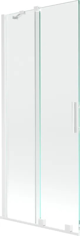 Mexen Velar, 2-křídlová posuvná vanová zástěna 80 x 150 cm, 8mm čiré sklo, bílý profil, 896-080-000-01-20