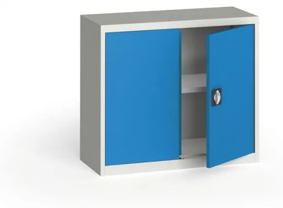Plechová policová skříň METAL, 800 x 950 x 400 mm, 1 police, šedá / modrá