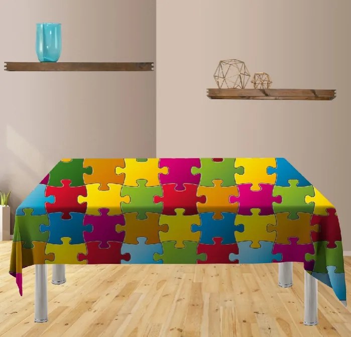 Ubrus s potiskem Puzzle - 85 x 85 cm