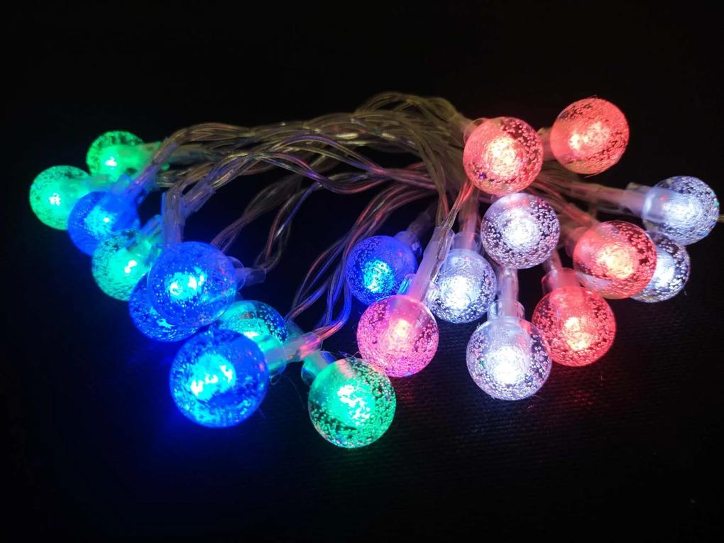 Vánoční LED světelný řetěz s kuličkami s bublinkami, různobarevná, 2m, na baterie