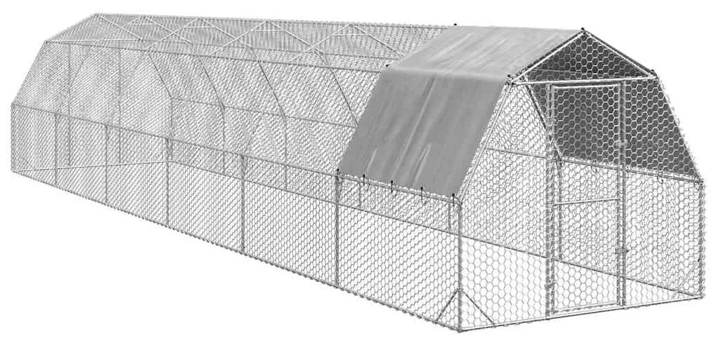 Výběh pro slepice se střechou 2,5x12x2,25 m pozinkovaná ocel 3328530