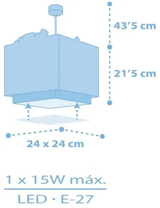 Dalber 63112T - Dětský lustr JUNGLE 1xE27/15W/230V modrá