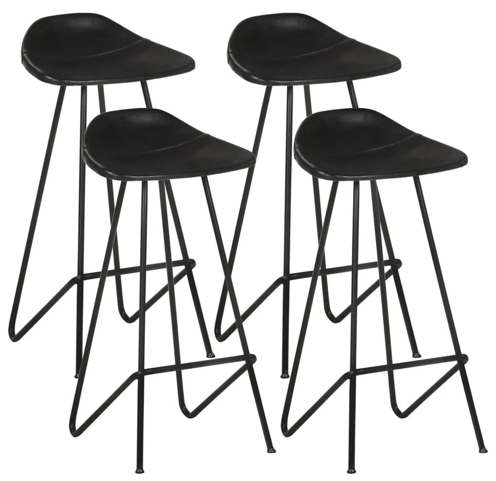 vidaXl Barové stoličky 4 ks černé pravá kůže