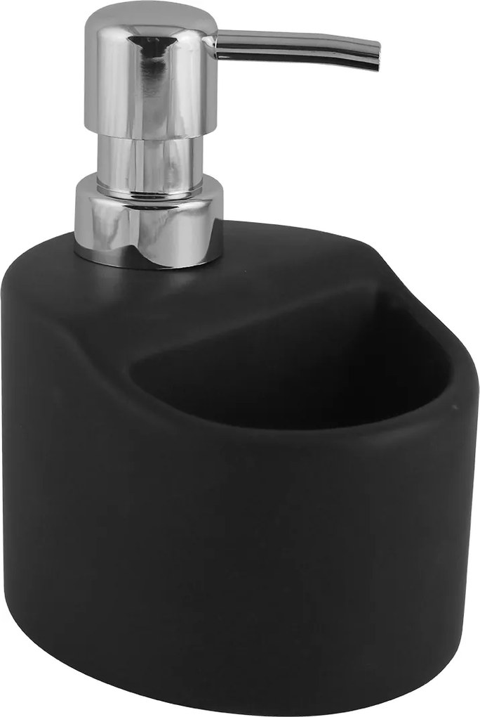 Kuchinox Yogo, keramický dávkovač saponátu 330ml na postavení, černá-chromová, LAV-AMP_7M2M