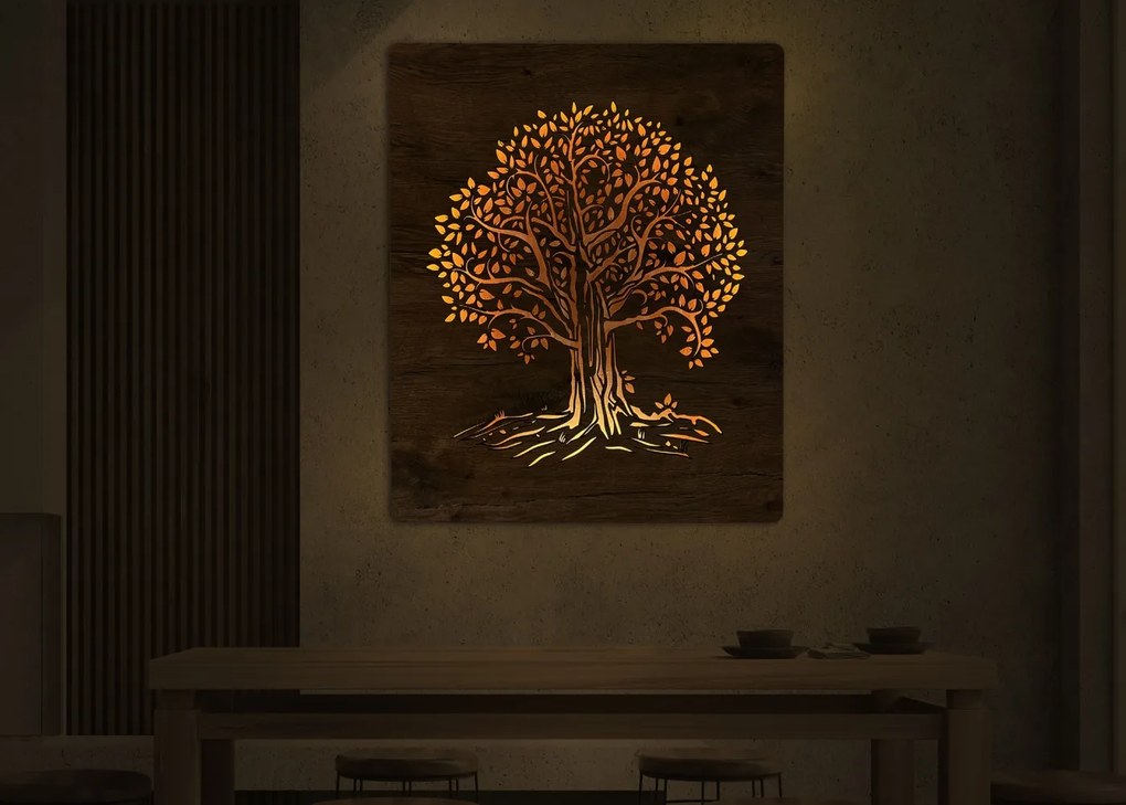 Li-Go "Lípa" světelný obraz 230V 90x110cm provedení povrchu: dub světlý