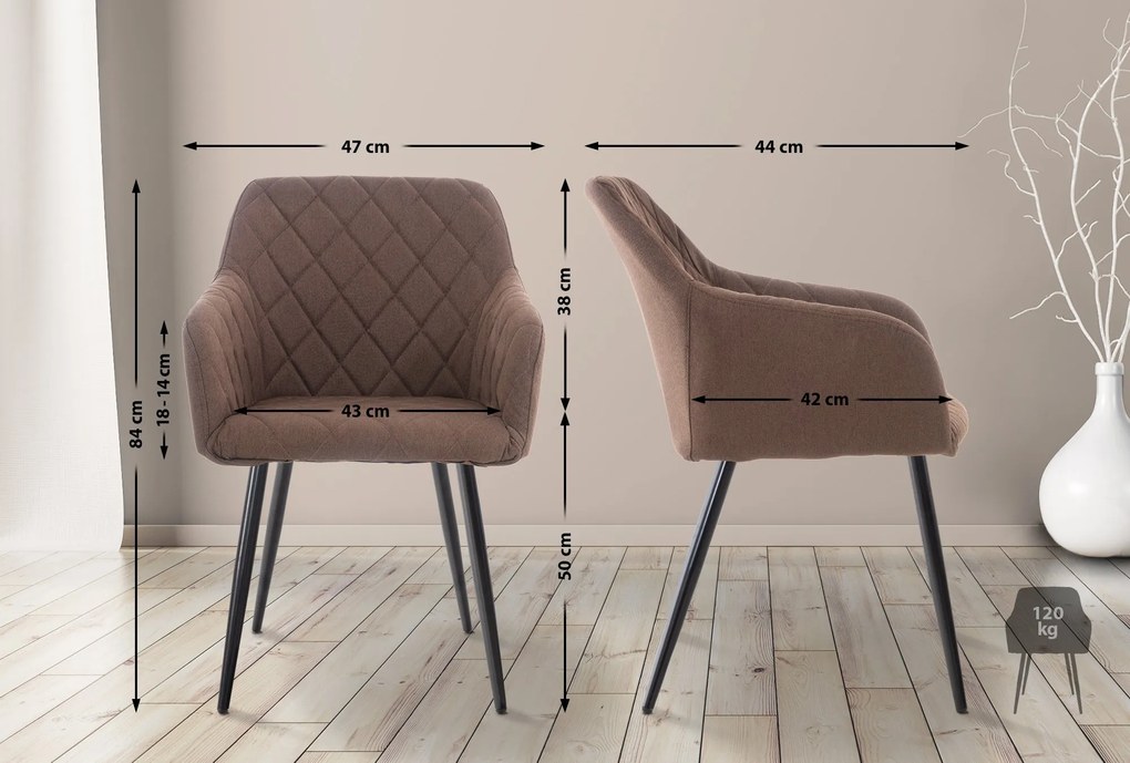Sada 2 jídelních židlí Shila látka – hnědá