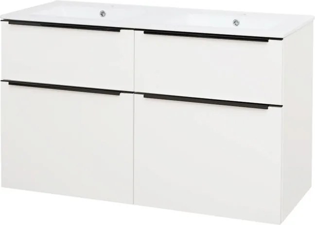 Mereo Mereo, Mailo, koupelnová skříňka s keramickým umyvadlem 121 cm, černé madlo, CN513B