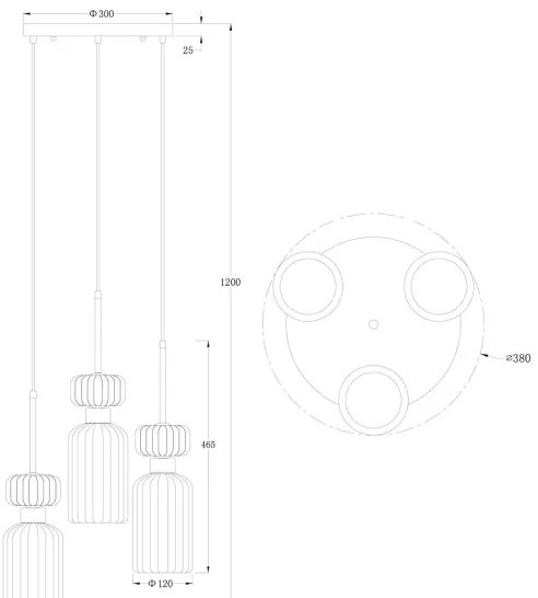 Lustr na lanku MOLLY 3xE14/40W/230V pr. 38 cm pestrobarevná
