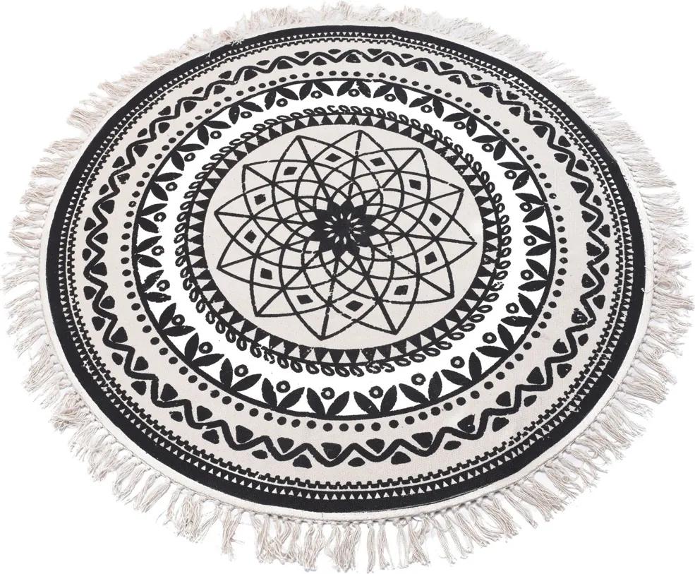 Kulatý koberec dekorativní, rohožka z bavlny, Ø 120 cm | BIANO