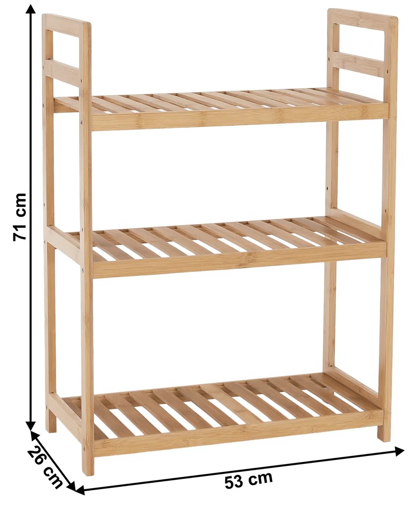 Kondela 3-policový regál, přírodní bambus, FIORE TYP 1