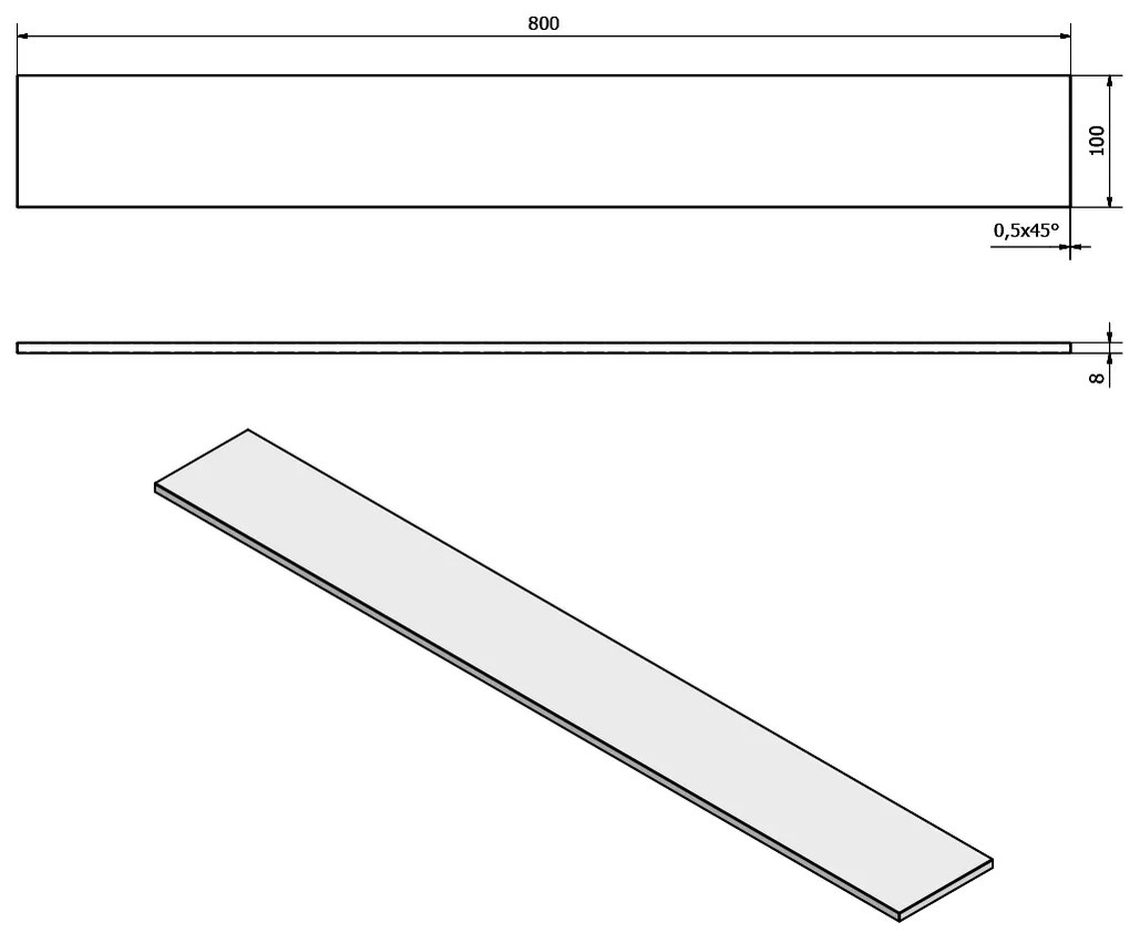 Sapho, Police 800x100x8mm, mléčné sklo, 22484