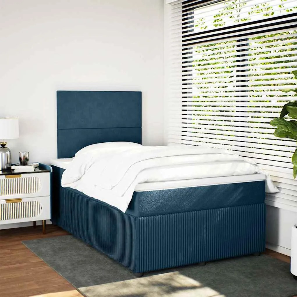 Box spring postel s matrací tmavě modrá 120 x 200 cm samet 3292308