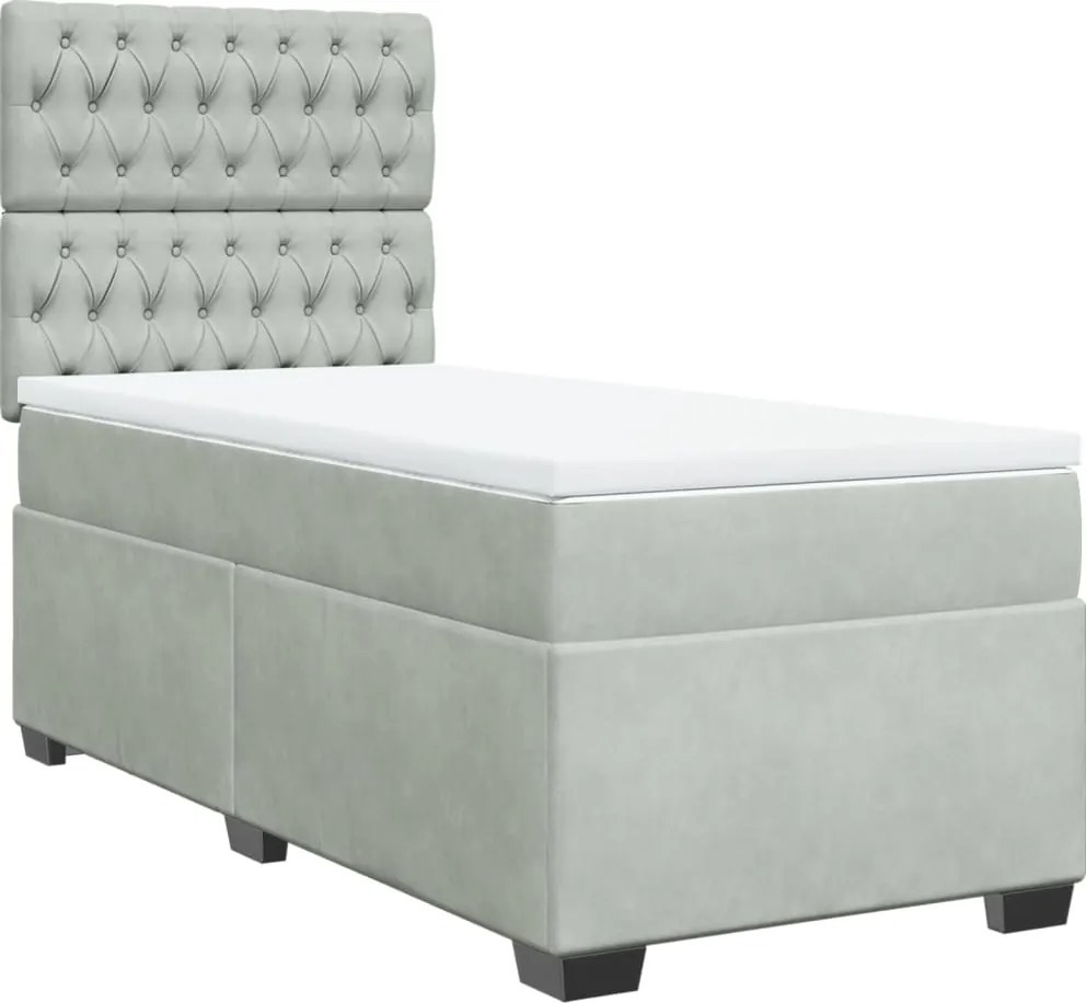 Box spring postel s matrací světle šedá 100x200 cm samet 3293140