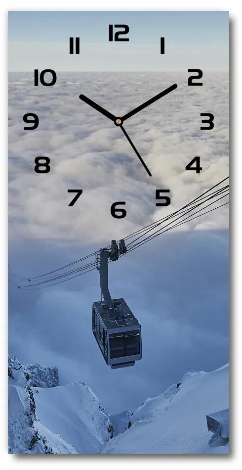 Wallmuralia Nástěnné skleněné hodiny Lanovka 30x60 cm