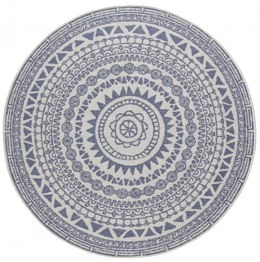 Hans Home | Kusový koberec Twin Supreme 103859 Coron Blue/Cream kruh – na ven i na doma