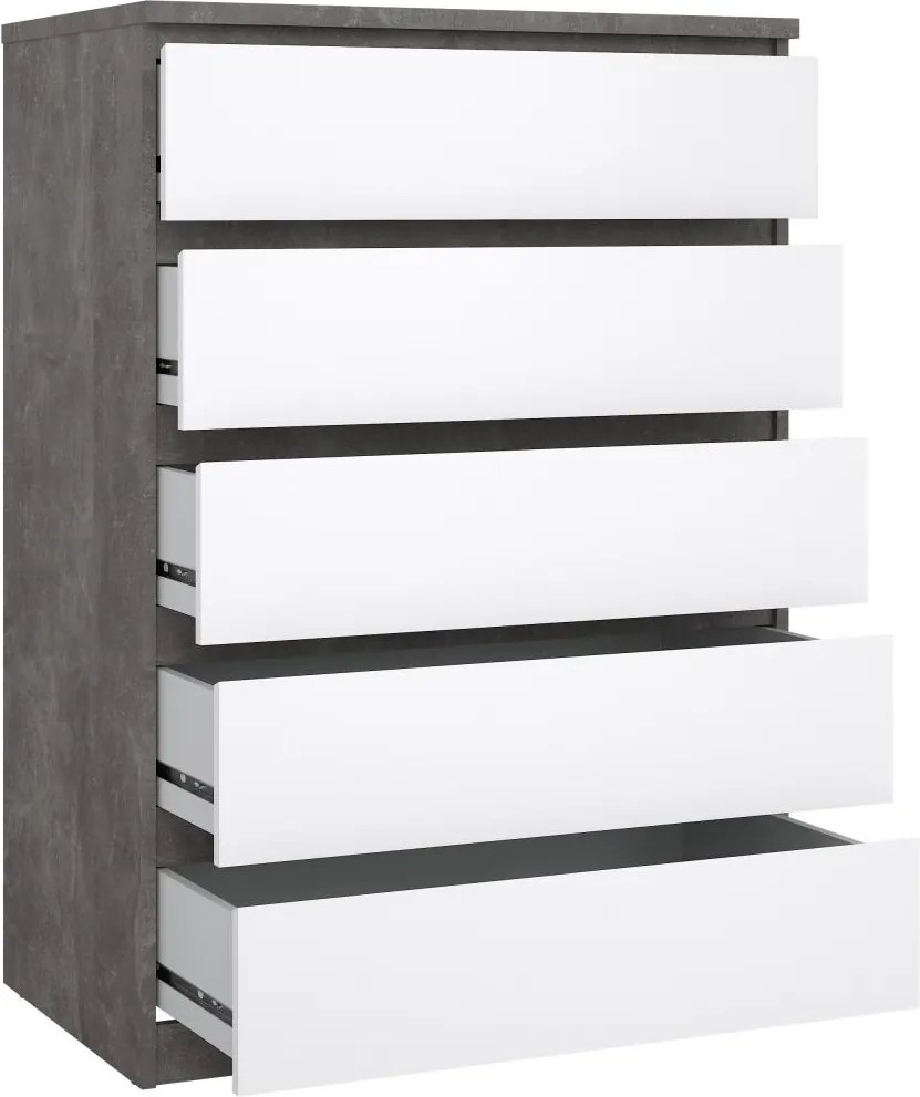 FALCO Komoda Simplicity 231 beton/bílý lesk