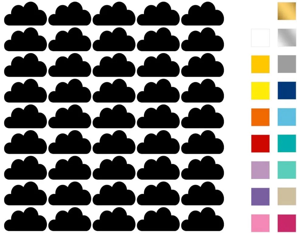 Nálepky na zeď MRAKY do dětského pokoje Zvolte barvu: Žlutá