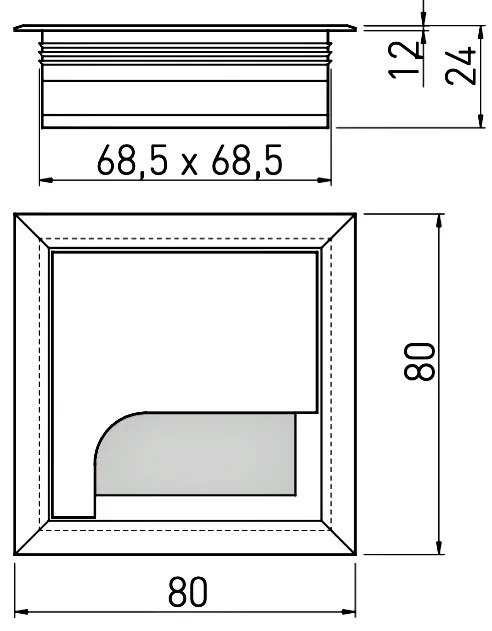 In-Design Průchodka kabelů MERI do stolu hranatá šířka 80 mm - různé délky černá Délka průchodky (mm): 500