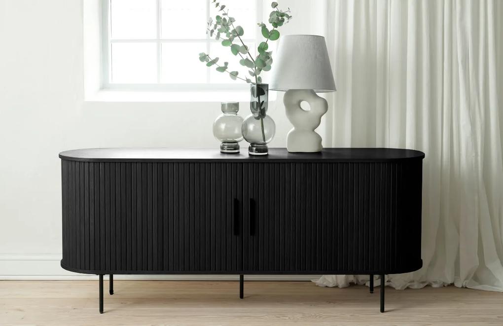 Černá dubová komoda Unique Furniture Nola 180 x 45 cm