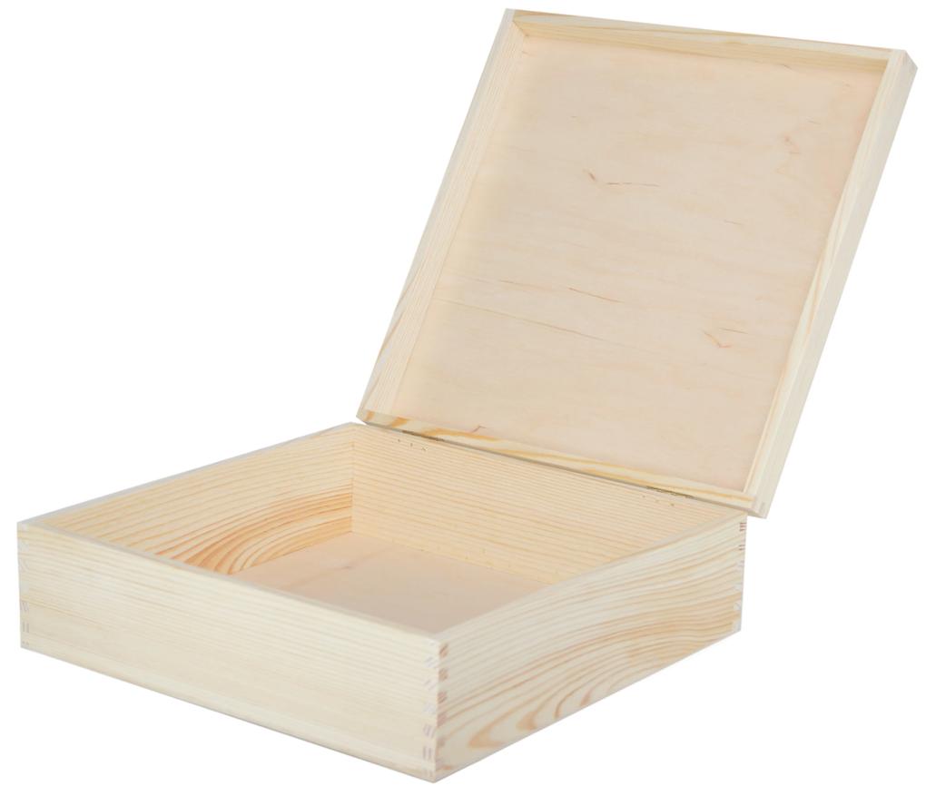 Dřevěná krabička s víkem - 30 x 30 x 10 cm, přírodní