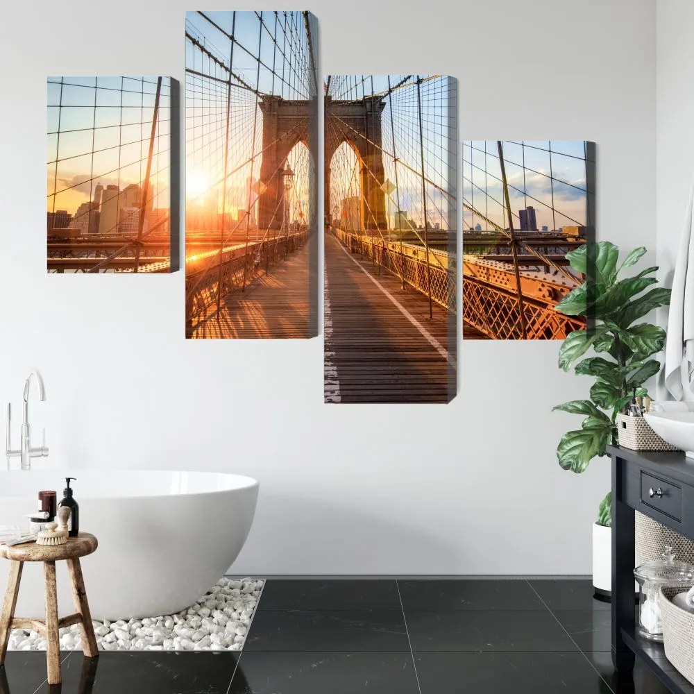 Vícedílný obraz Brooklynský Most V New Yorku Nedostatek Nedostatek Přírodní plátno 240x150