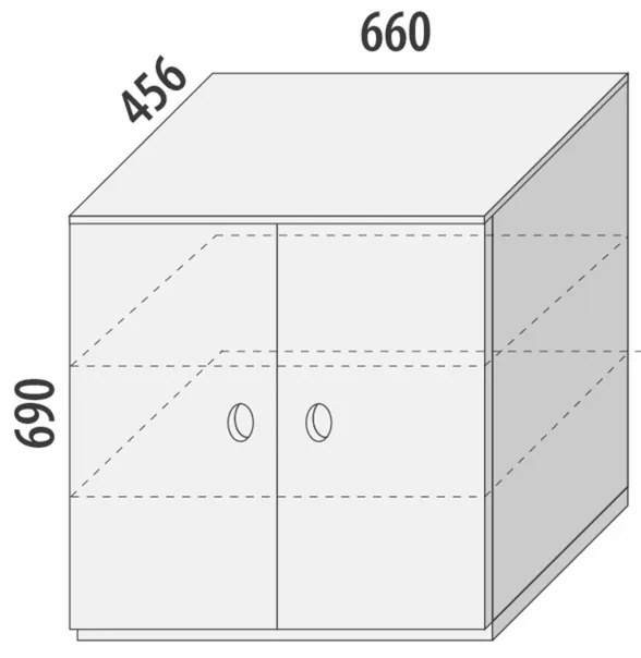 Domestav - DOMINO Skříň 2 dvířková hloubka 456 buk cink, olejovaný