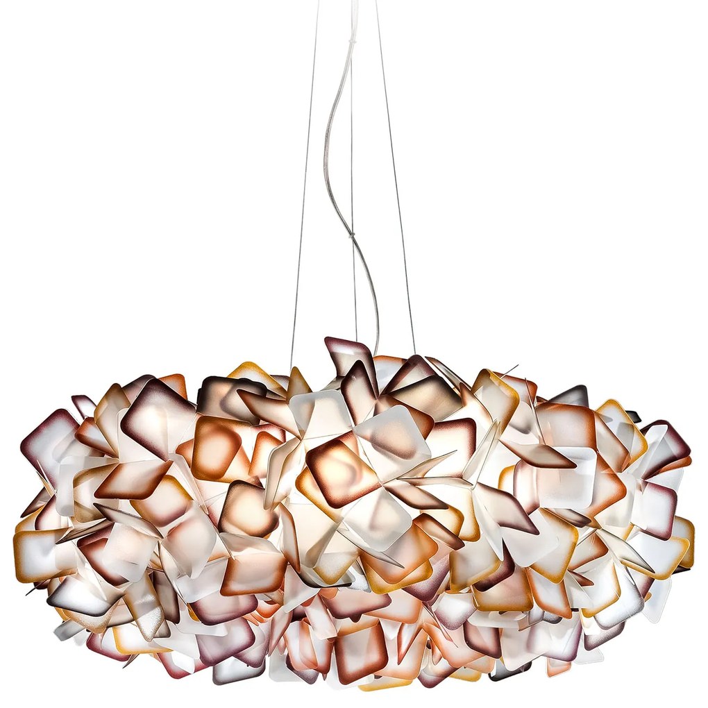 Slamp Clizia large, závěsné designové svítidlo z Opalflexu s oranžovým okrajem, 4x12W E27, prům. 78cm