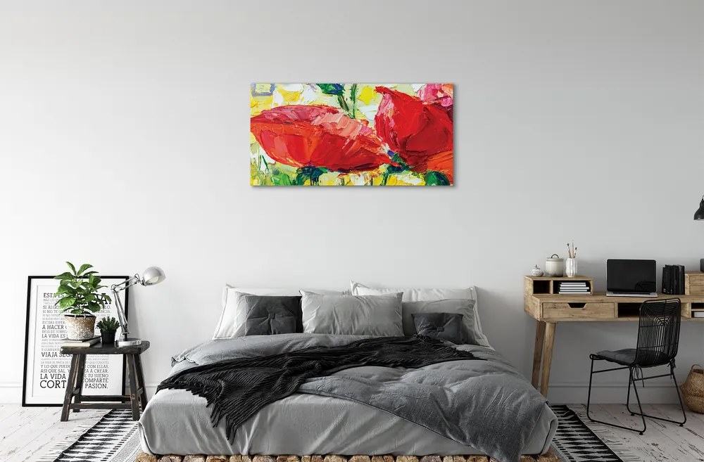 Obrazy na plátně červené květy 120x60 cm