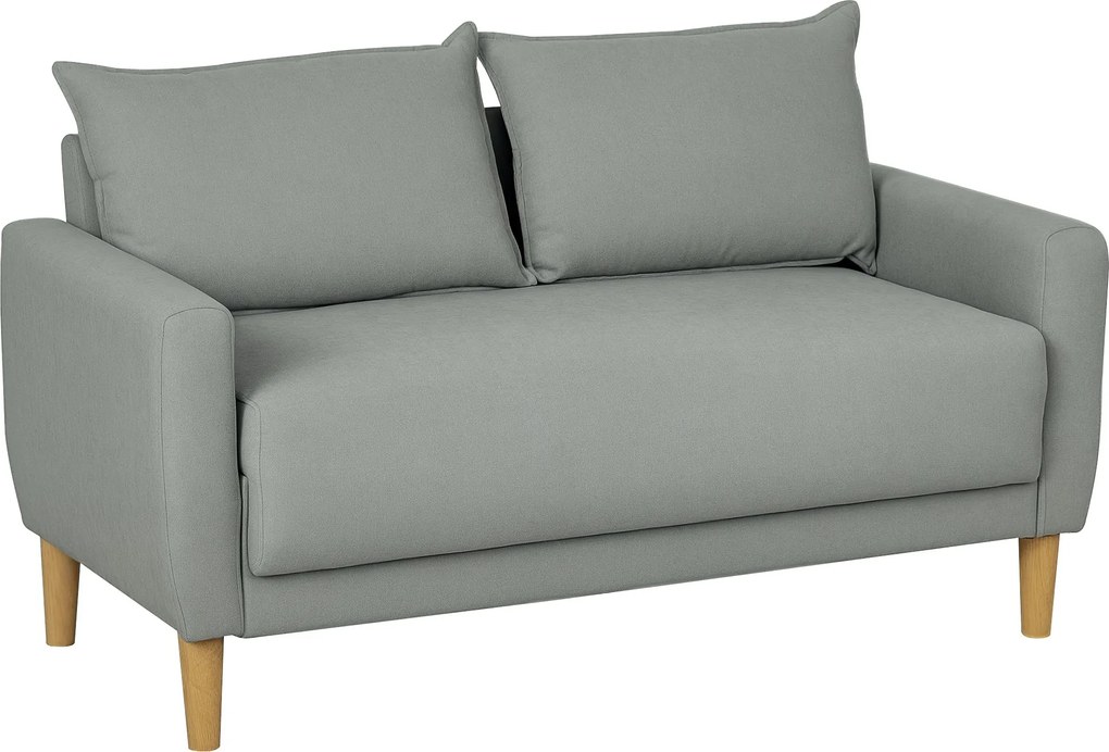 HOMCOM 2-místný látkový pohovka s opěrkami, úložným prostorem a 2 odnímatelnými polštáři, moderní čalouněný loveseat se dřevěnými nohami pro obývací p