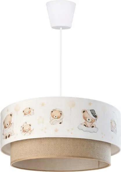 Brilagi- LED Dětský lustr na lanku BOBO 1xE27/60W/230V pr. 40 cm bílá/béž./medv.