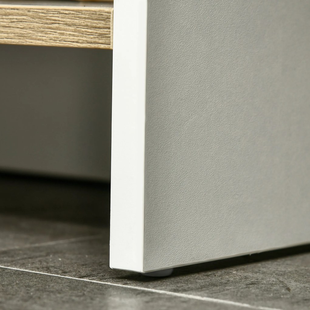 Moderní koupelnová skříňka pod umyvadlo kleankin s přihrádkami a dveřmi 77x45x60 cm Bílá a Přírodní