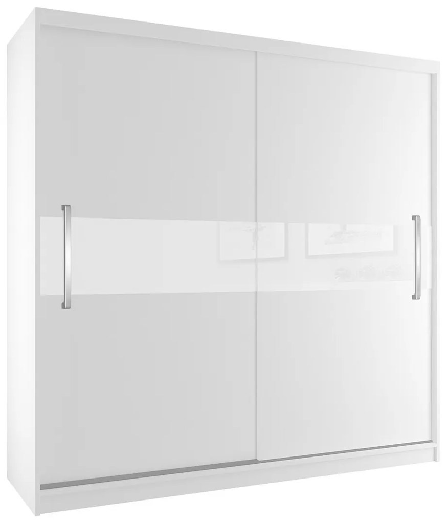 Šatní skříň 200 cm Belini bílý mat s posuvnými dveřmi  SI SZP1/2/W/W/W/UU