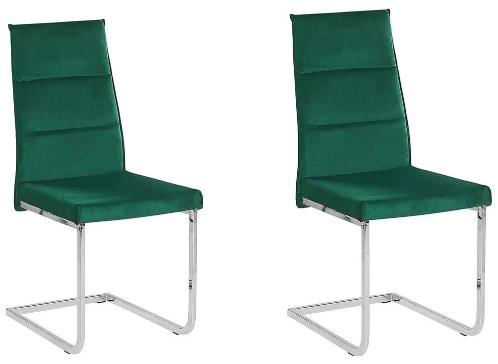 Sada sametových jídelních židlí zelená ROCKFORD Beliani