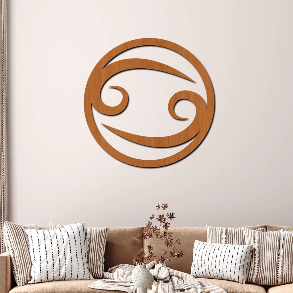 dřevo života Dřevěný obraz znamení zvěrokruhu Rak Zvolte rozměr (cm): 20x20, Zvolte barvu dekoru: Buk
