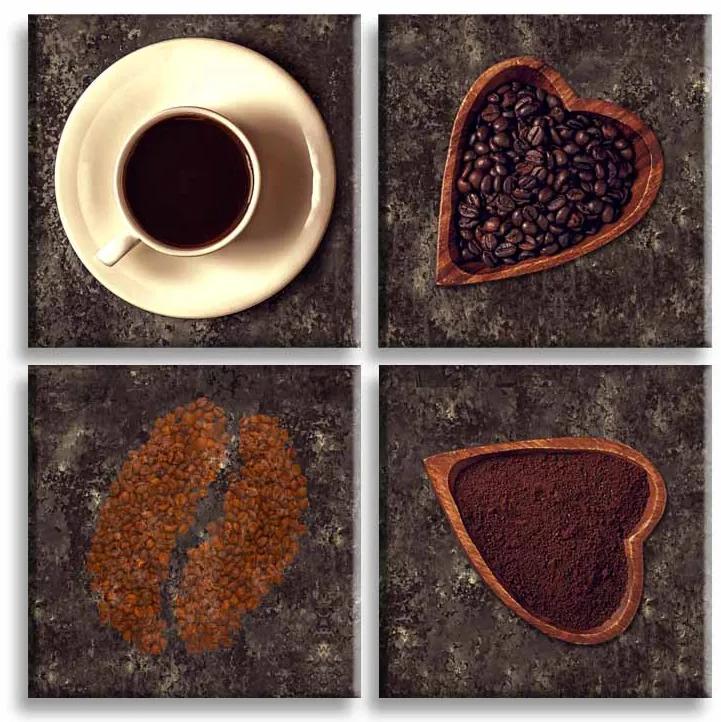 Malvis ® Čtyřdílný obraz Miluji kávu Velikost (šířka x výška): 60x60 cm