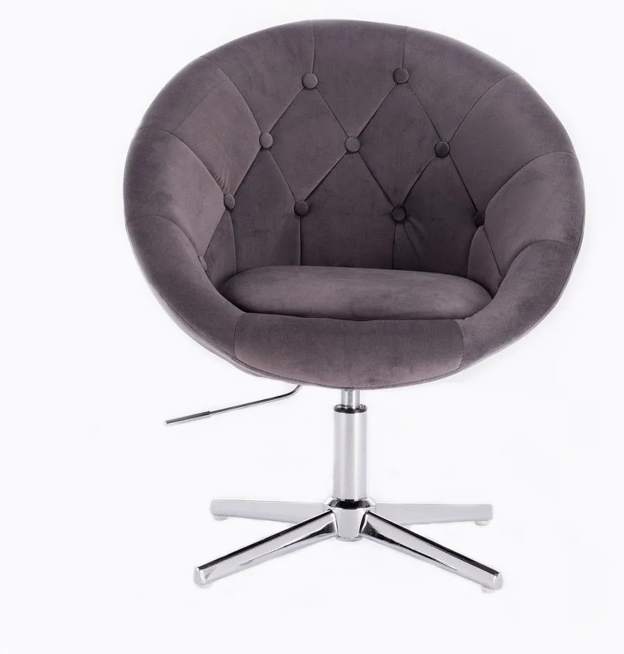 LuxuryForm DESIGN Otočné křeslo VERA VELUR na stříbrném kříži - tmavě šedé