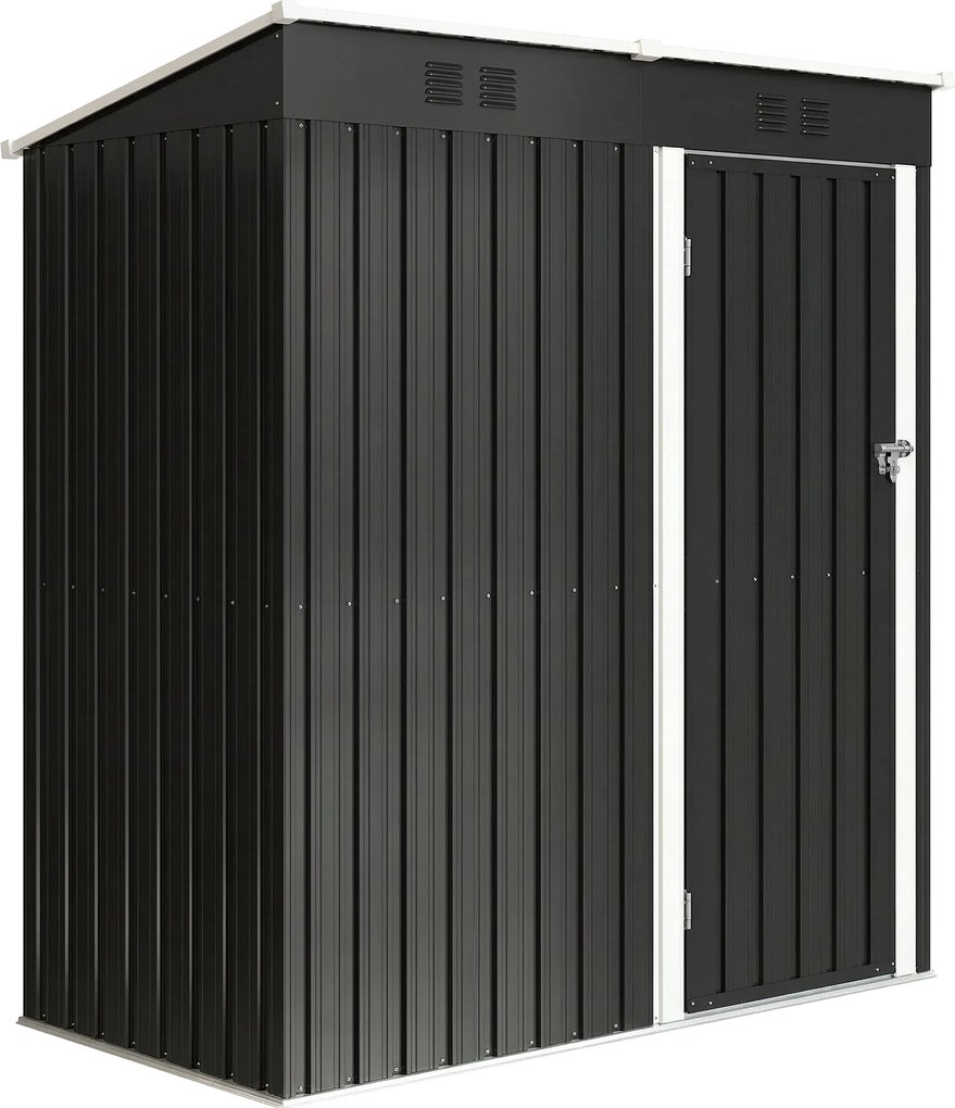 Outsunny venkovní pozinkovaný zahradní domek 1,37 m², 163 x 90 x 179 cm (šířka x hloubka x výška) – uzamykatelné dveře, větrací otvory, úložný prosto…