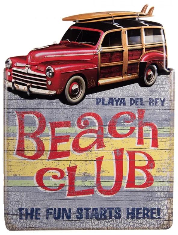 Nástěnná kovová cedule Beach Club – 45x1x60 cm