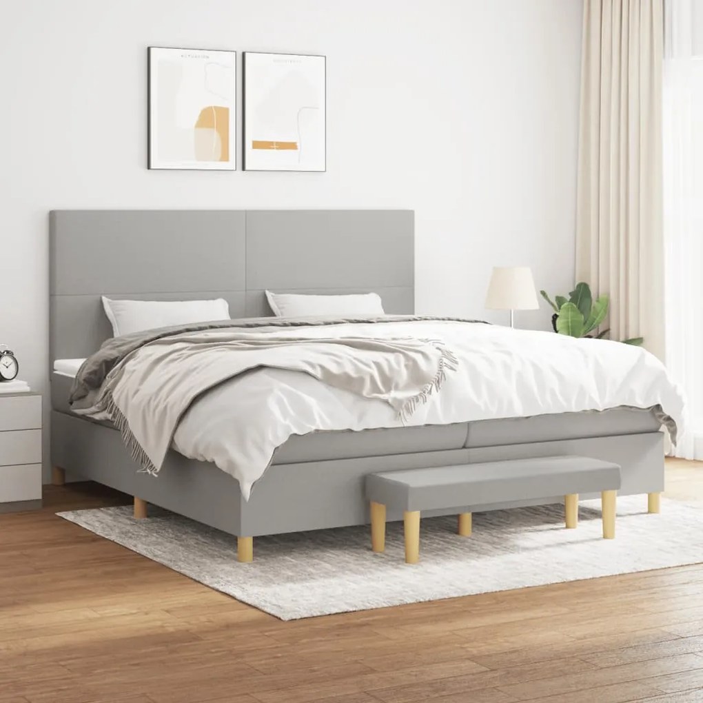 Box spring postel s matrací světle šedá 200 x 200 cm textil 3137021