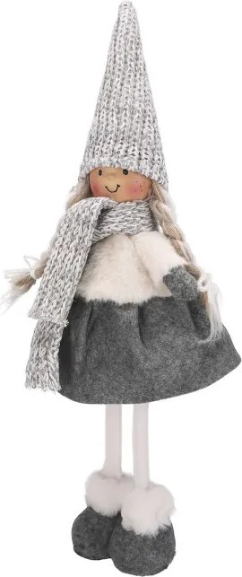 Vánoční figurka holčičky šedá / bílá 48 cm