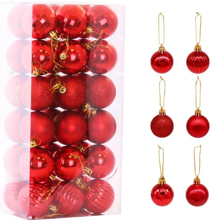 Flamenco Mystique Sada červených vánočních ozdob 36 ks průměr 5,5 cm v balení BSN08WZ5